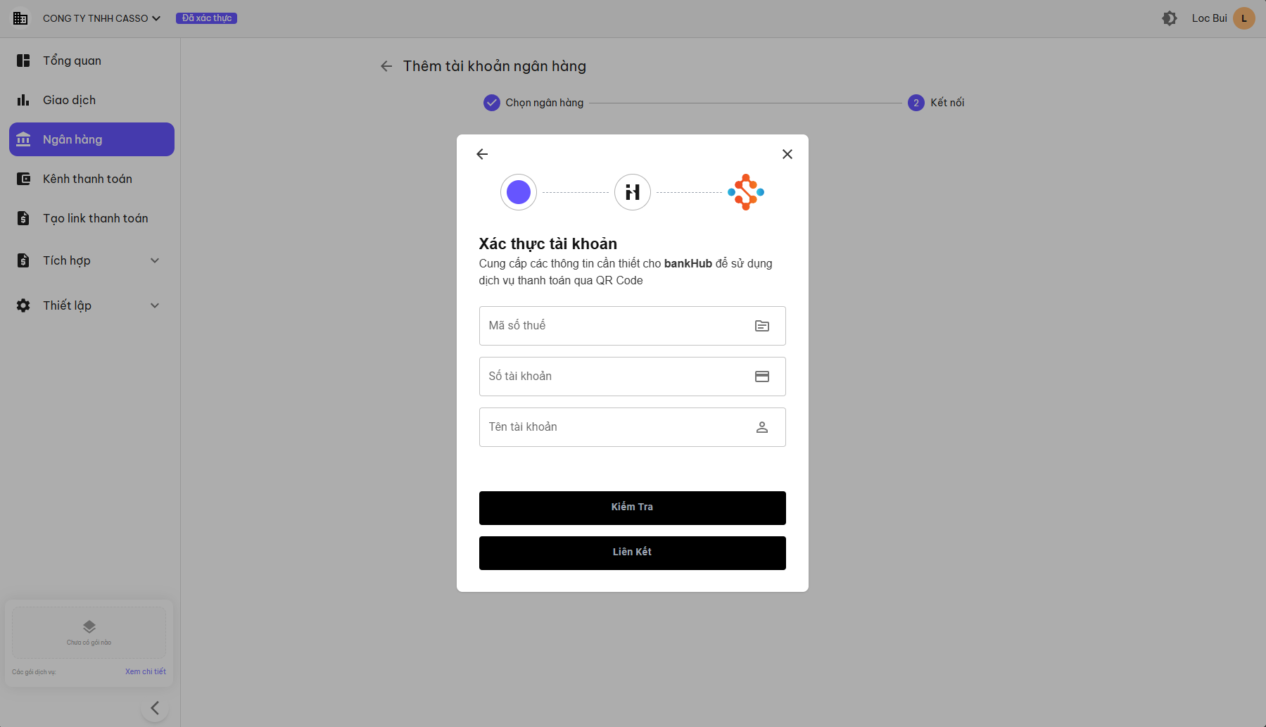 Kết nối tài khoản ngân hàng KienlongBank | payOS